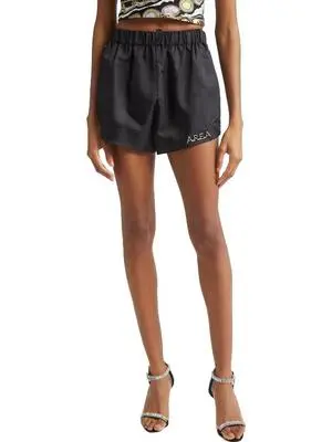 AREA Crystal Trim Track Shorts - Black