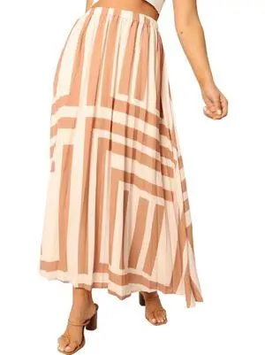 PETAL & PUP Elke Pleated Maxi Skirt - Tan