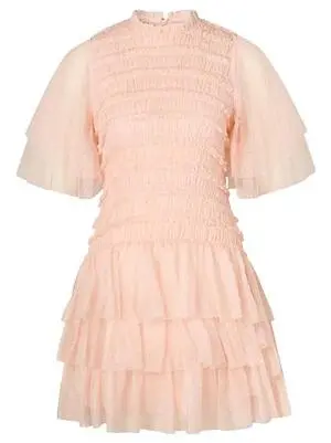 MALINA Woven Mini Dress - Pale Pink