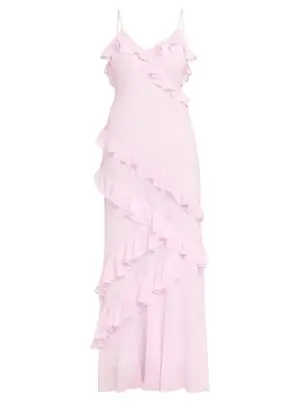 LoveShackFancy LoveShackFancy Rialto Maxi Dress With Asymmetrical Ruffles Soft Lilac