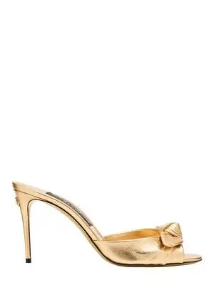 Dolce & Gabbana Metallic Knot Stiletto Slide Sandals - Oro