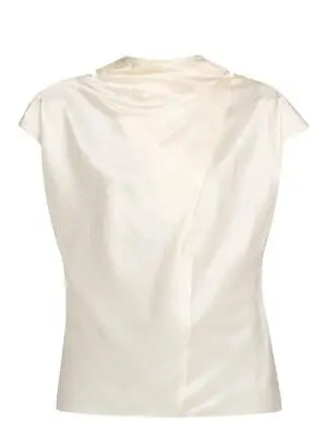 Veronica Beard Leilany Draped Silk Top Ecru