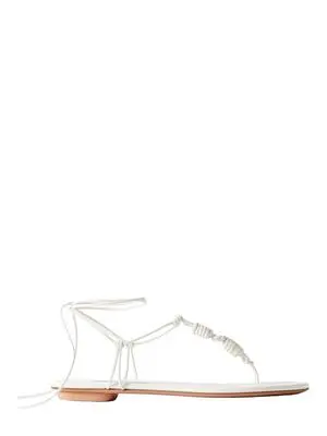 AQUAZZURA Oaxaca Knotted Leather Sandals - White
