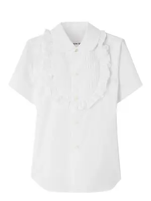 Comme Des Garçons Pleated Ruffled Cotton-poplin Shirt - White