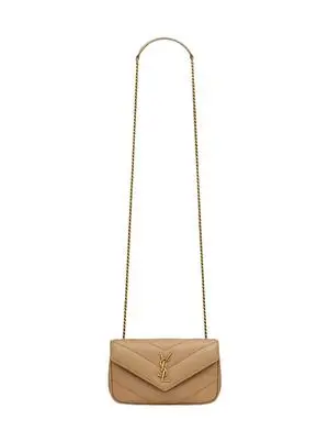 Saint Laurent Loulou Mini Lambskin Bag - Brown