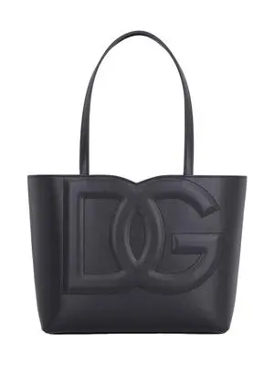Dolce & Gabbana Small Leather Shopper Bag With Logo - Black