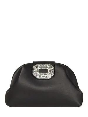 Amina Muaddi Camelia Satin Clutch - Black