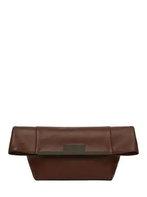 Max Mara Small Clutch In Calfskin - Brown