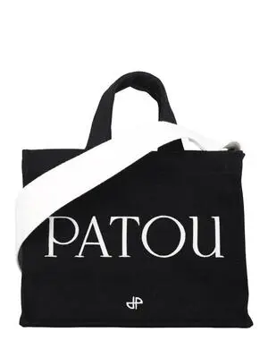 Patou Small Canvas Tote Bag - Black