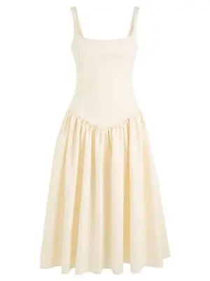 DE LA VALI Lola Satin Midi Dress - Ivory