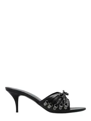 Balenciaga Cagole 70 Leather Sandals - Black