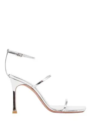 Amina Muaddi Maya Leather Sandals - Silver