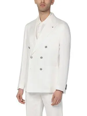 Tagliatore Double-breasted Linen Jacket - White