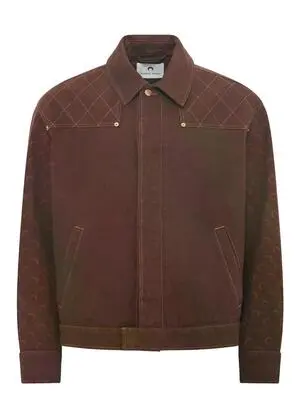 MARINE SERRE Jacquard Bomber Jacket - Brown