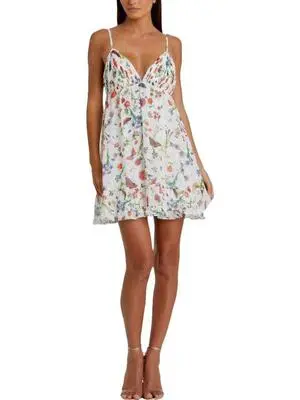Mac Duggal Butterfly Print Mini Dress - White Multi