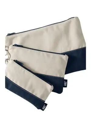 LANDS' END Canvas Pouch 3-Pack Natural/radiant Navy