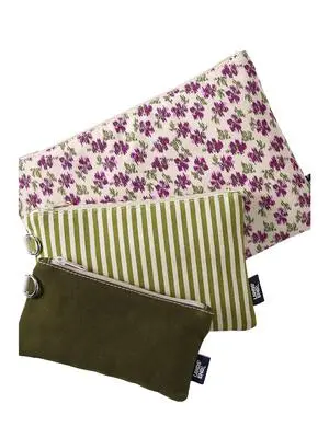 LANDS' END Canvas Pouch 3-Pack Pink Green Ikat Mix