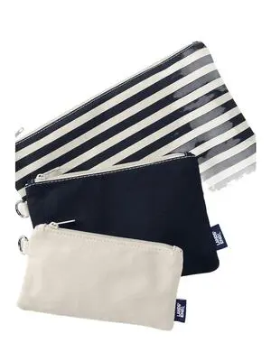LANDS' END Canvas Pouch 3-Pack Radiant Navy Stripe Mix