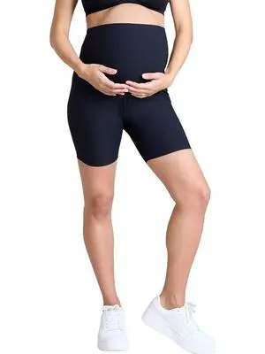 Motherhood Maternity Ribbed Maternity Biker Short - Black