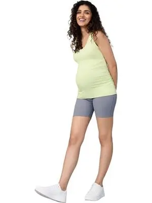 Motherhood Maternity Ribbed Maternity Biker Short - Charcoal