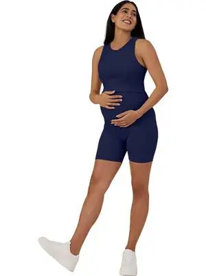 Motherhood Maternity Ribbed Maternity Biker Short - Navy Blazer