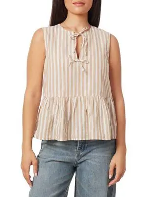 Scotch & Soda Bow Detailed Sleeveless Top Desert Sand Stripe With Lurex
