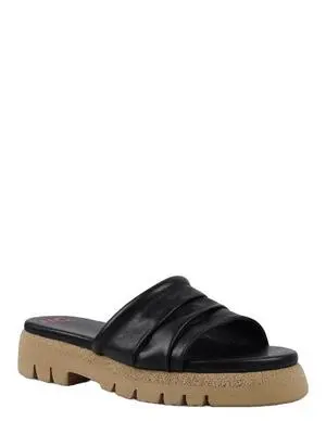 NATIONAL COMFORT Ferna Platform Slide Sandal - Black Leather