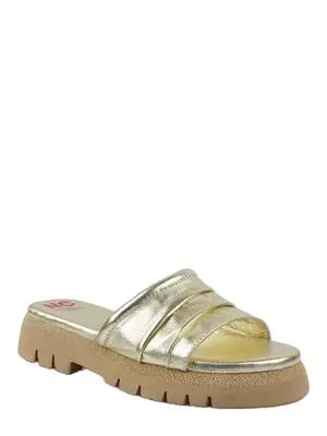 NATIONAL COMFORT Ferna Platform Slide Sandal - Gold Leather