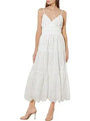 FREEMARKET Eyelet Embroidery Midi Dress - Off White