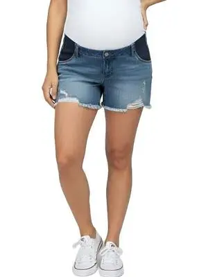 Motherhood Maternity Under The Belly Denim Maternity Shorts - Beth Medium Wash
