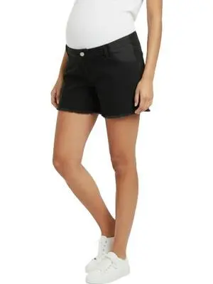 Motherhood Maternity Under The Belly Denim Maternity Shorts - Black Rinse