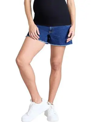 Motherhood Maternity Under The Belly Denim Maternity Shorts - Dark Wash