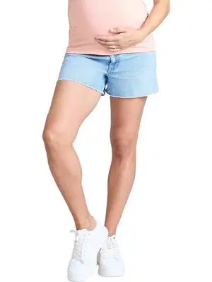 Motherhood Maternity Under The Belly Denim Maternity Shorts - Light Wash