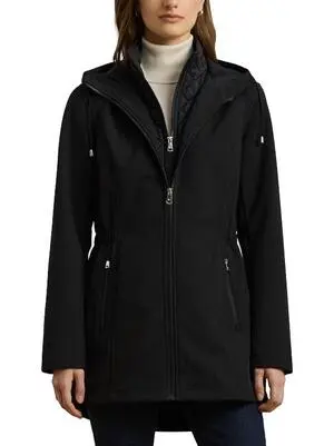 Ralph Lauren Lauren Ralph Lauren Hooded Soft-Shell Jacket With Interior Quilted Bib Black