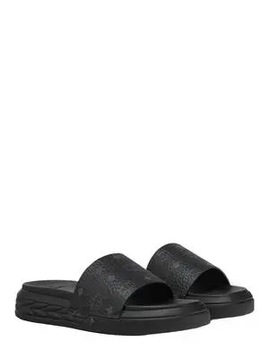 Mcm Visetos Slide Sandals - Black