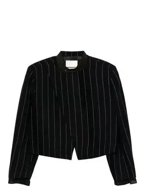 LESS Striped Cropped Jacket - Black