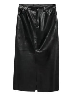 LESS Long Leather Skirt - Black