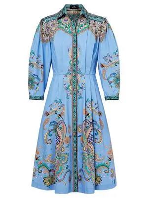 Etro Printed Cotton Shirt Dress - Blue