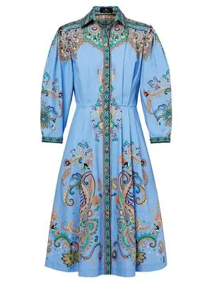 Etro Printed Cotton Shirt Dress - Blue