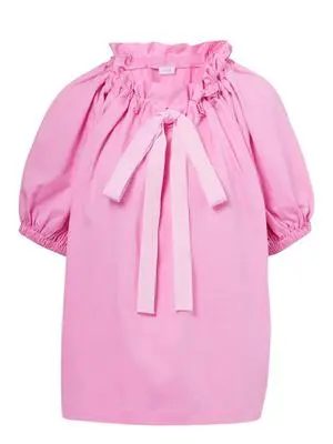 Patou Bow-detail Cotton Jersey Top - Pink