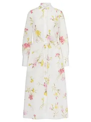 Erdem Floral Cotton Seersucker Shirt Dress - White