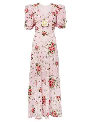 RODARTE Floral Silk Cocktail Dress - Pink
