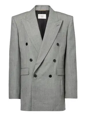 Saint Laurent Double-breasted Wool Twill Blazer - Grey