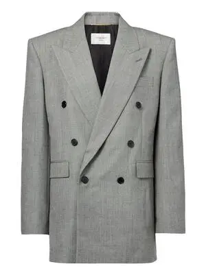 Saint Laurent Saint Laurent Double-Breasted Wool Twill Blazer Grey