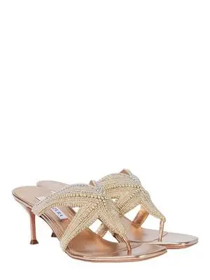 AQUAZZURA Reef Star 65 Leather Sandals - Gold