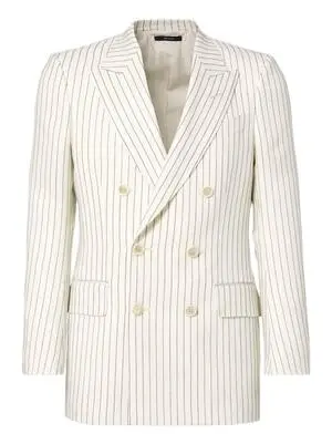 TOM FORD Dyllan Pinstripe Wool And Silk Blazer - White