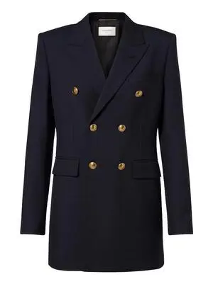 Saint Laurent Double-breasted Wool Gabardine Blazer - Blue