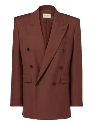 Saint Laurent Double-breasted Wool Gabardine Blazer - Brown