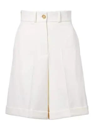 Patou High-rise Cotton Gabardine Bermuda Shorts - White