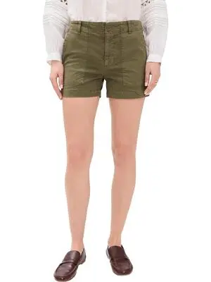 NILI LOTAN Utility Denim Shorts - Military Green
